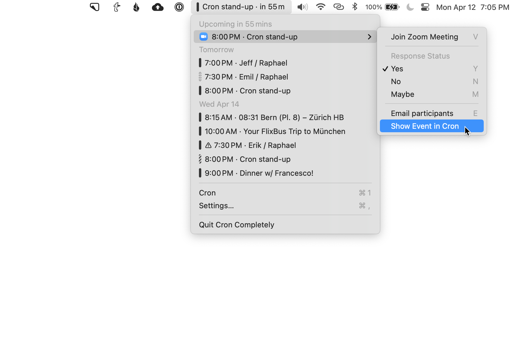 CRON : Calendrier Nouvelle generation – Clement MONDARY