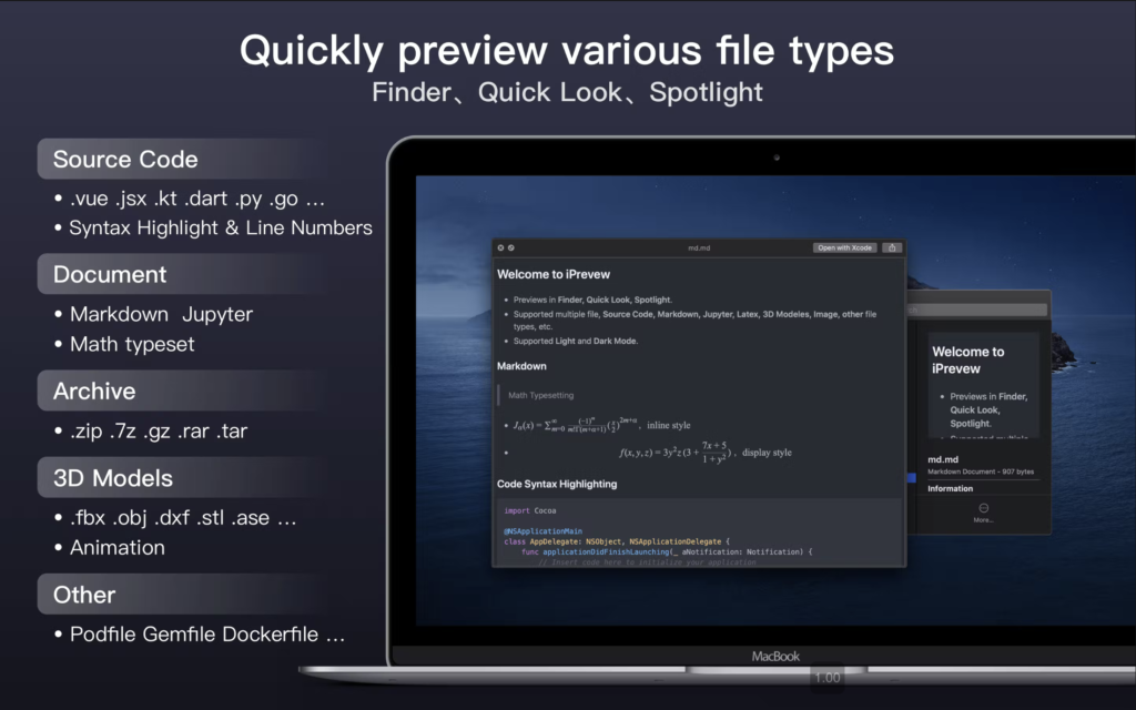 QUICK LOOK MACOS : comment lui faire lire de nouveaux formats – Clement MONDARY