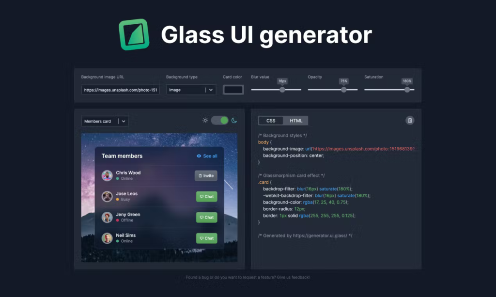 GLASS UI GENERATOR – Clement MONDARY