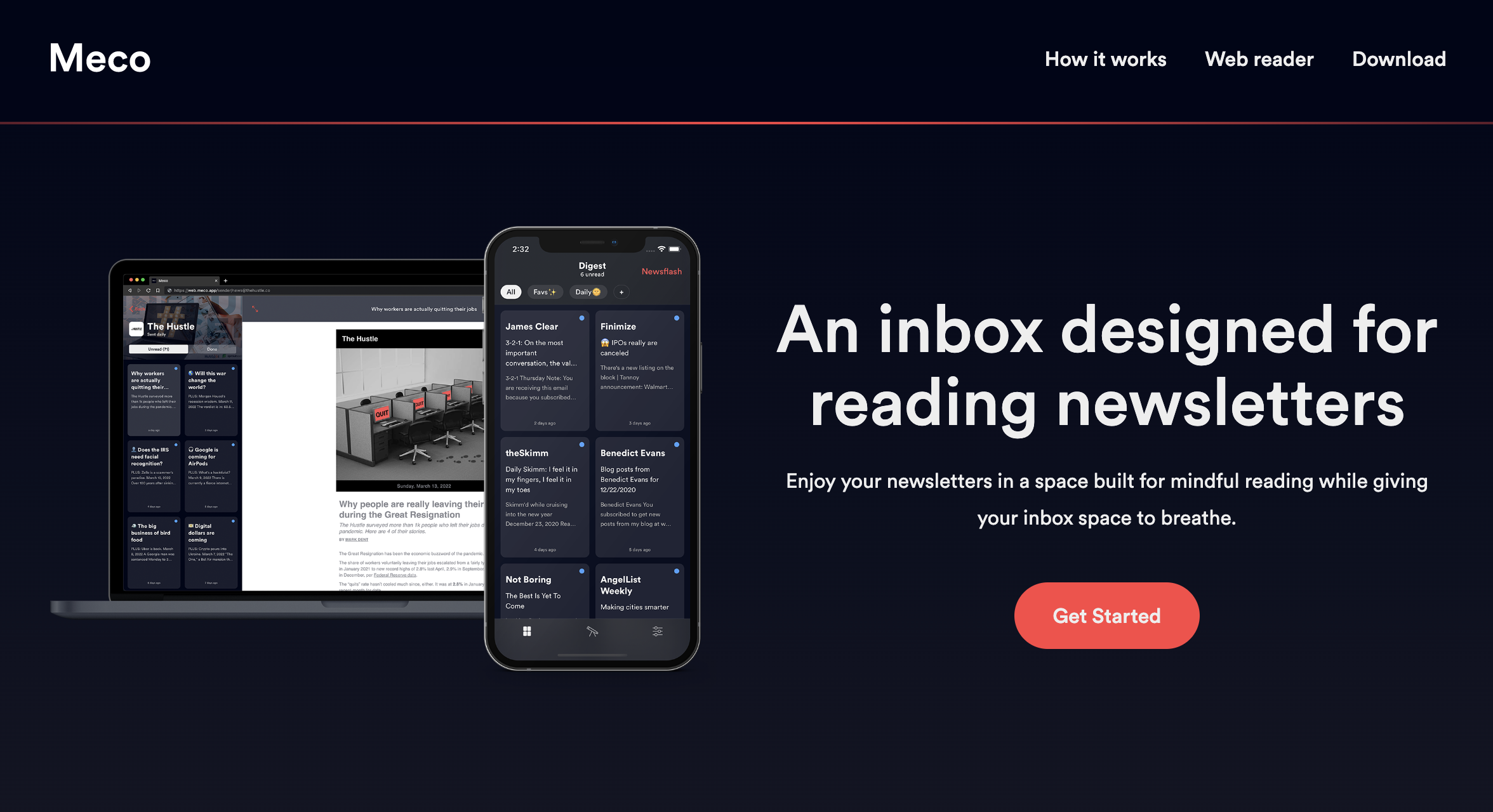 MECO : boîte de réception conçue pour les newsletters